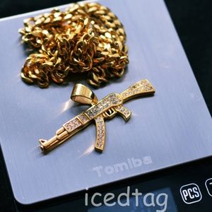Accessories | Iced Out Gold Plated Stainless Steel Gun Necklace | Poshmark